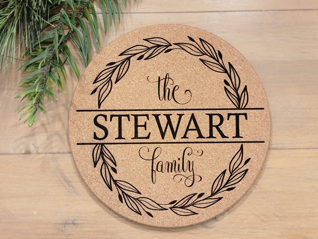Personalized Cork Trivet, Monogram Hot Pad, Custom Pot Holder ...