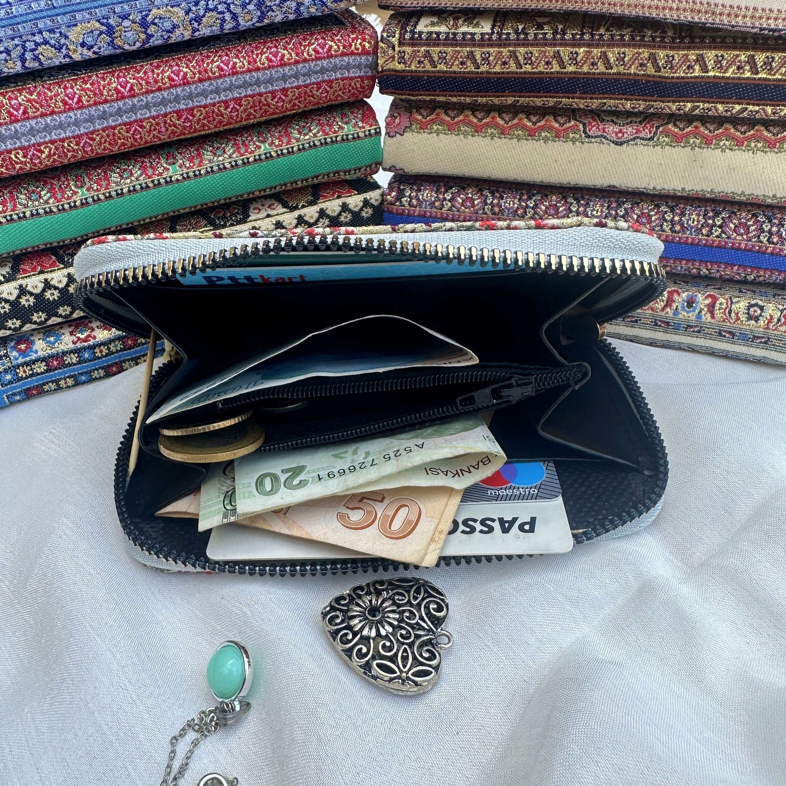 Small Boho Wallet Vegan, Bohemian Wallet, Handmade Wallet Women, Woven ...