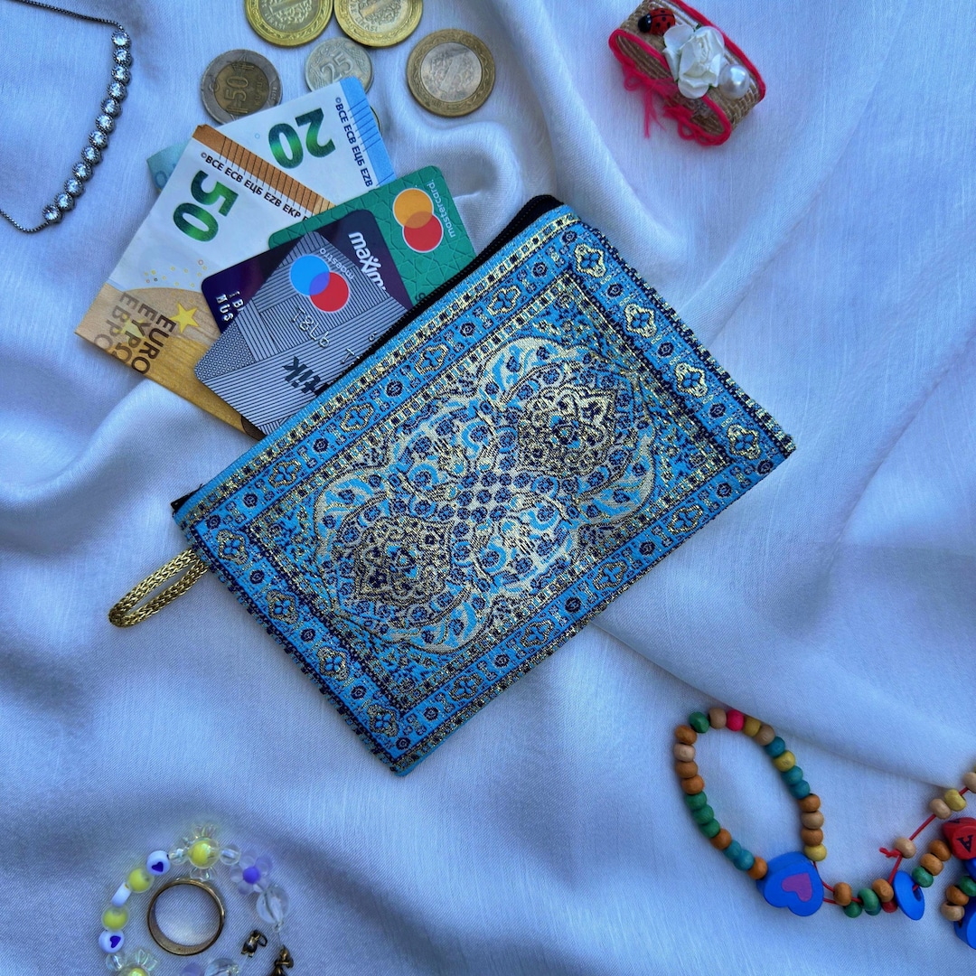 Rug Design Coin Purse, Handmade Zipper Pouch, Small Carpet Bag, Ethnic ...