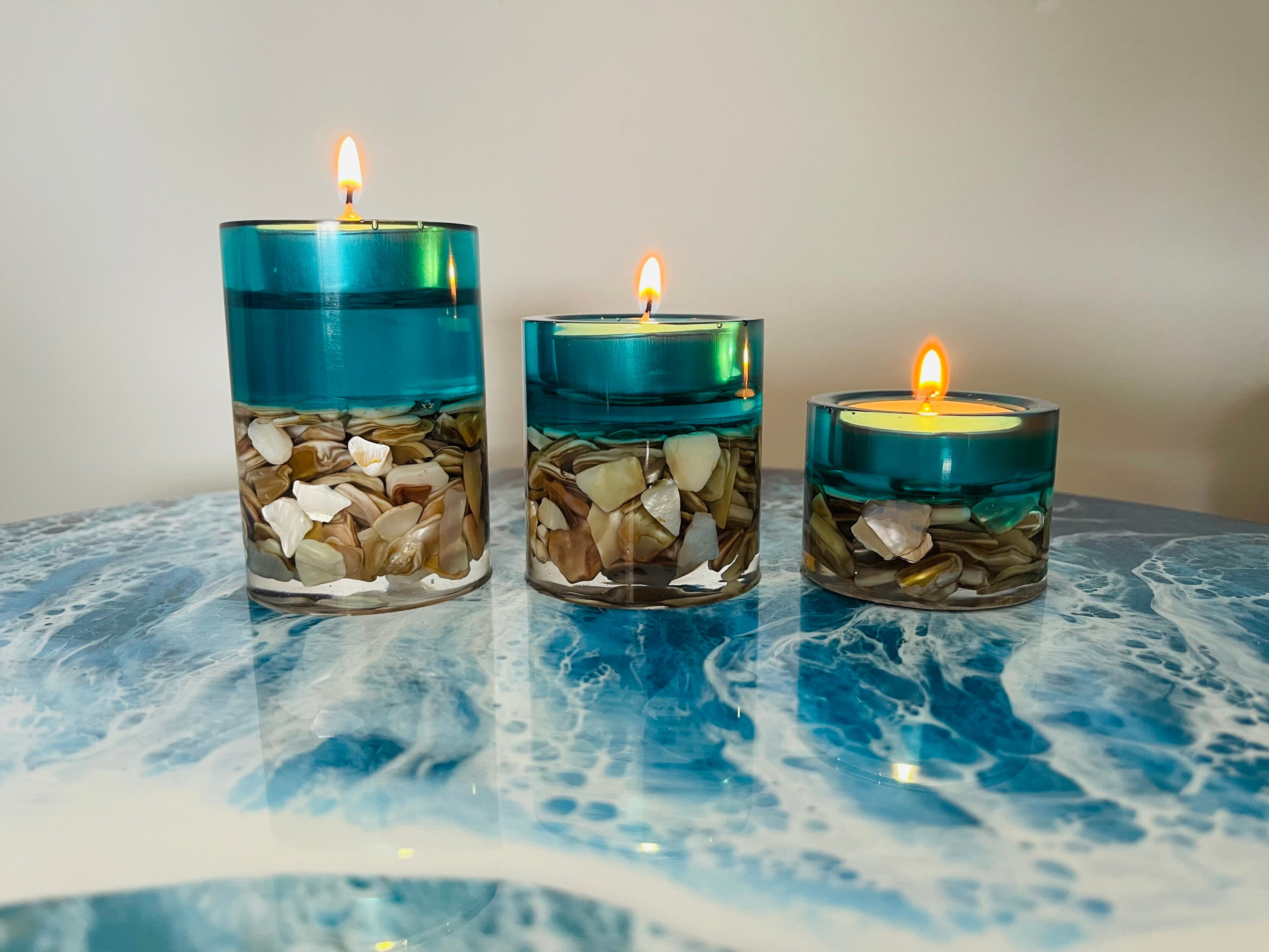 Set of 3 Ocean Themed Tea Light Holders - Etsy