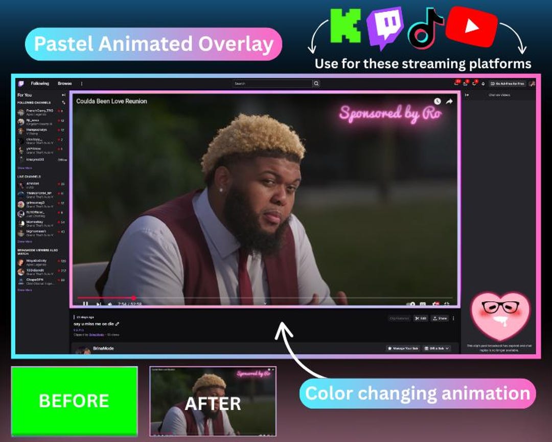 Animated Stream Overlay | Pastel Pink & Blue - Etsy