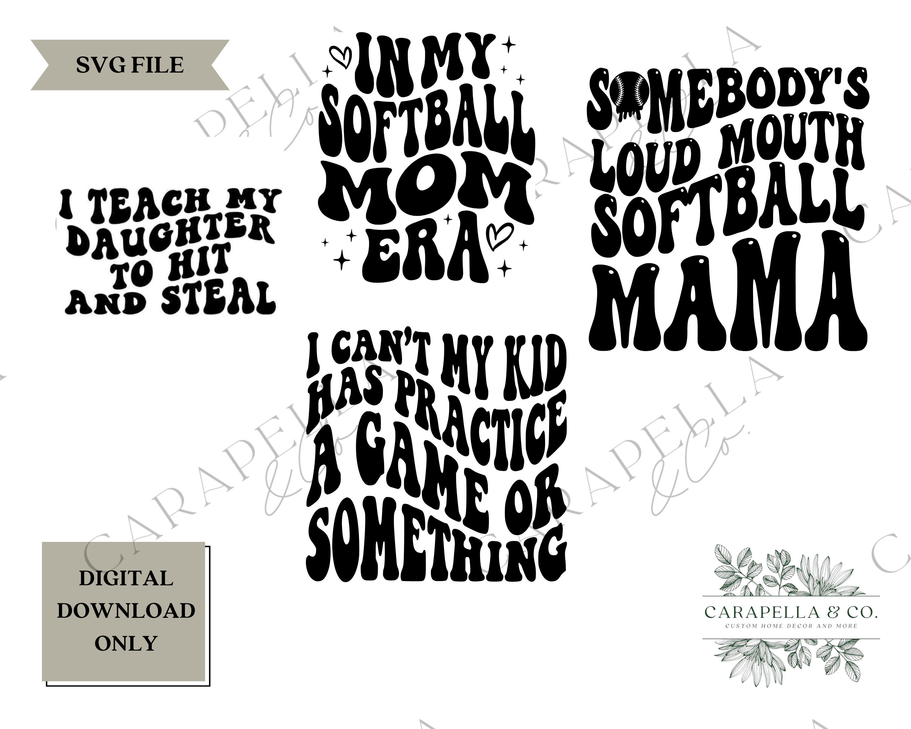 Softball Mom SVG | Wavy Bubble Font SVG | Softball Momma Era SVG ...