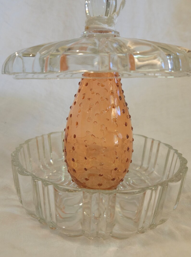 Hanging Vintage Peach Glass Bird Feeder. Birds Love It Sparkling in the ...