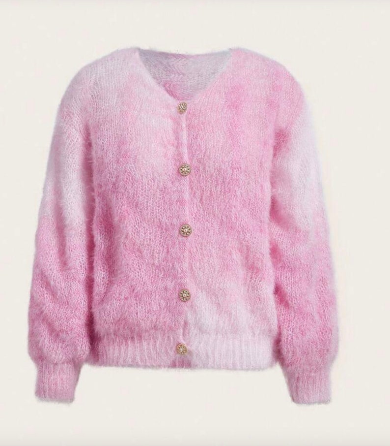 Fluffy Cardigan for Winter Pastel Colours With Silver Button - Etsy UK