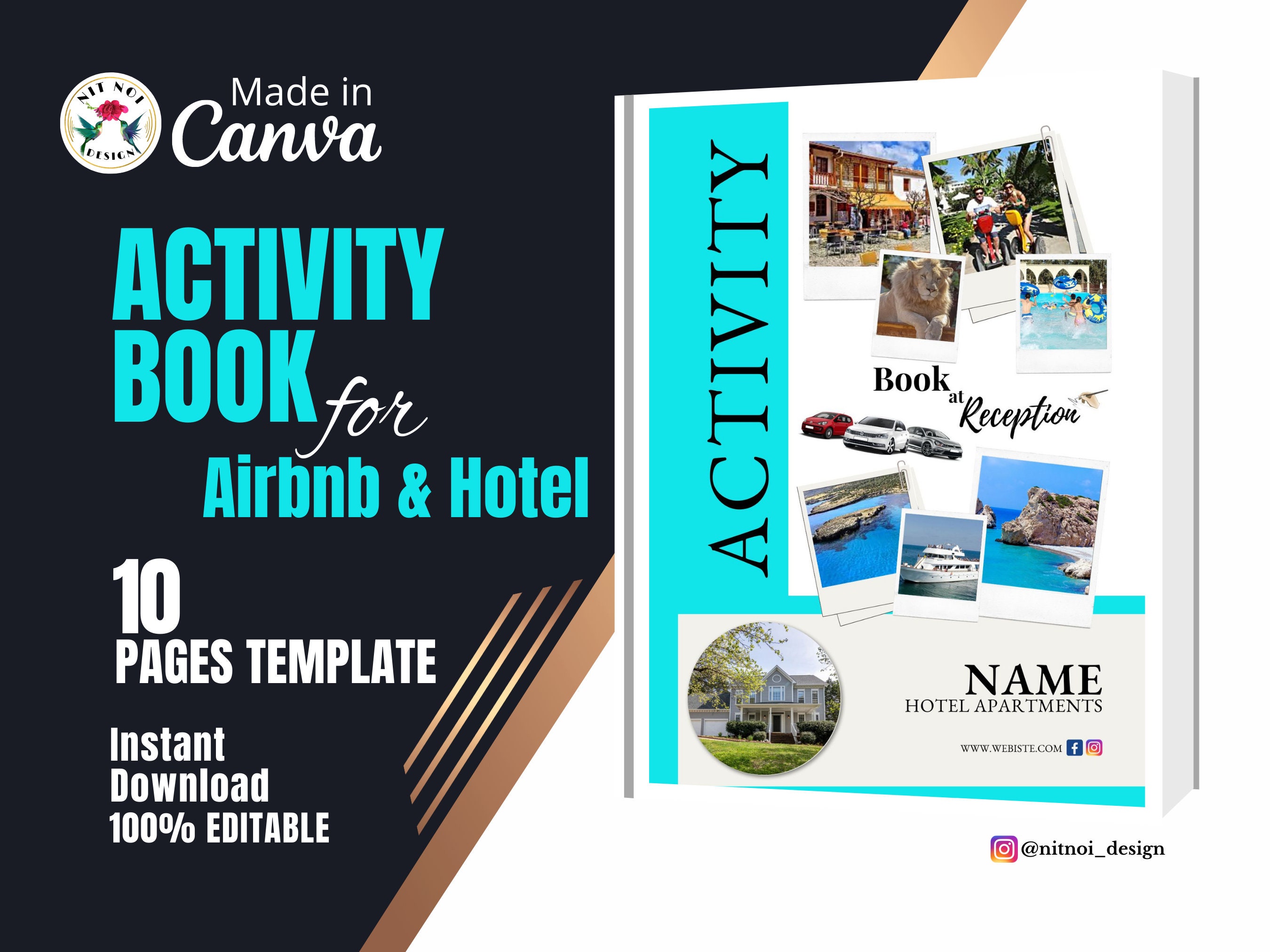 Activity Book for Airbnb and Hotel Template turquise A4 Flyer - Etsy