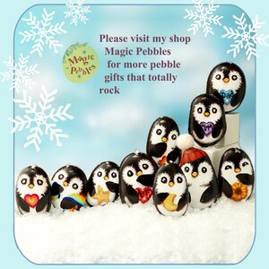 Hand Painted Rock Pocket Hug in a Box, Penguin Gift for Him This ...