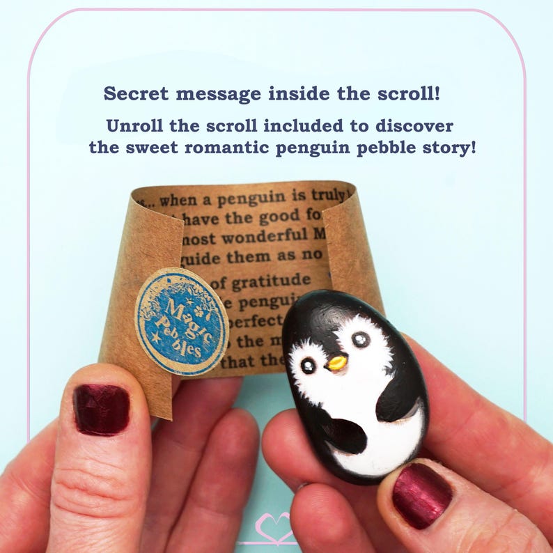 Penguin Pebble of Love Unique Xmas Gift, Hand Painted Pocket Hug ...
