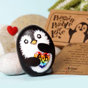 Hand Painted Penguin Pebble Romantic Gift for Girlfriend, Cute Gift to ...