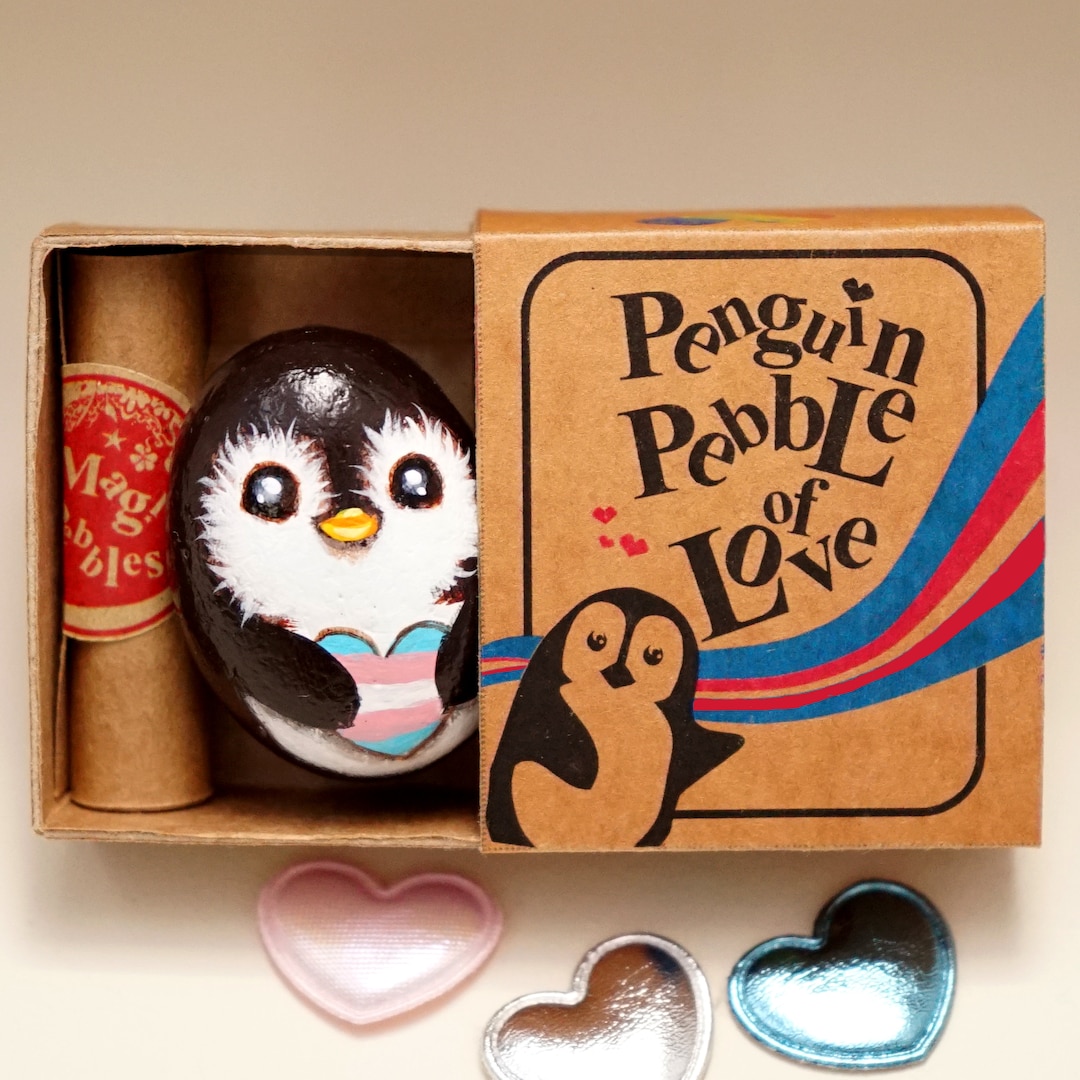 Penguin Pebble Love Gift for Trans Soulmate, Romantic Pride Penguin ...