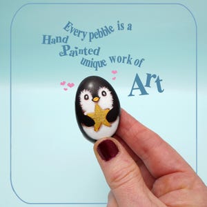 Hand Painted Rock Pocket Hug in a Box, Penguin Gift for Him This ...