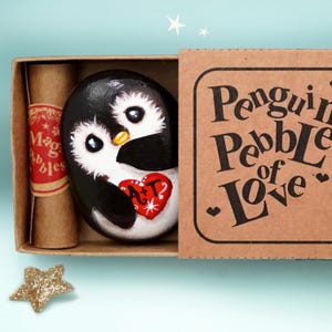 Penguin Pebble of Love Unique Xmas Gift, Hand Painted Pocket Hug ...