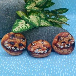 Handmade Painted Pebble Fox Pocket Hug Fox Totem Unique Gift - Etsy