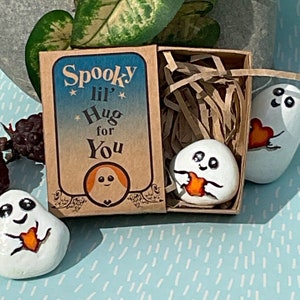 Pet Ghost Painted Rock Pocket Hug, Creepy Cute Ghost Hug & Personalised ...