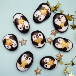 Hand Painted Rock Pocket Hug in a Box, Penguin Gift for Him This ...