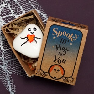 Pet Ghost Painted Rock Pocket Hug, Creepy Cute Ghost Hug & Personalised ...