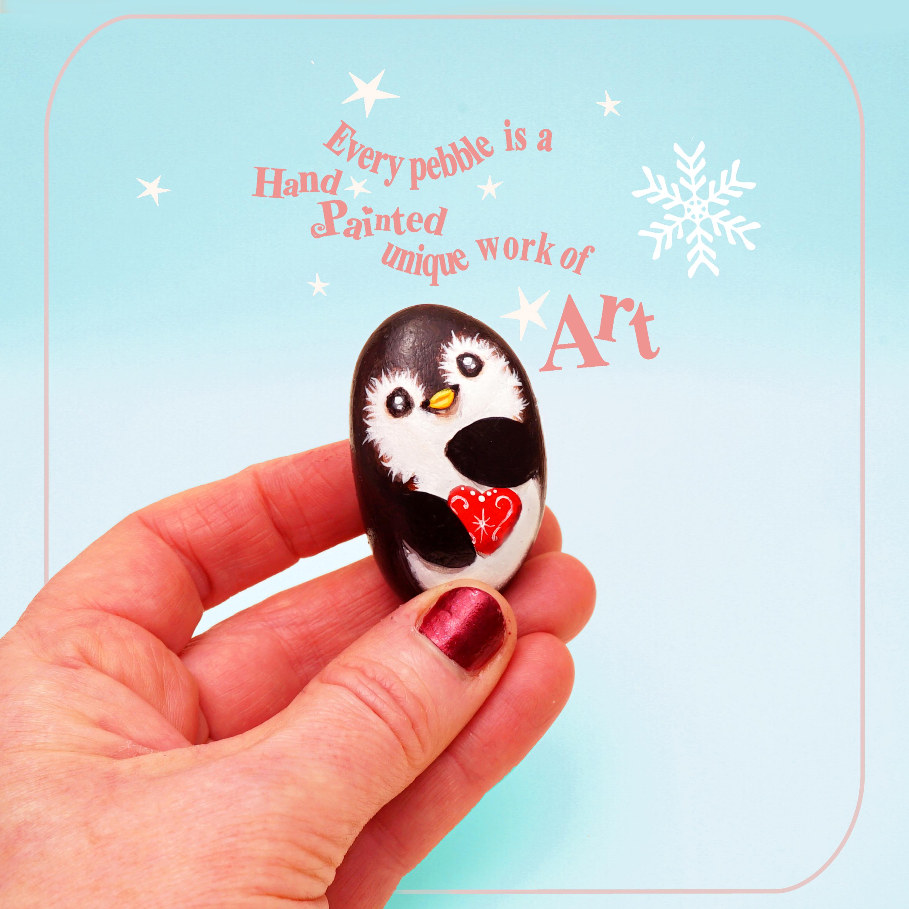 Painted Pebble Pocket Hug Friendship Ornament & Greeting Card for ...