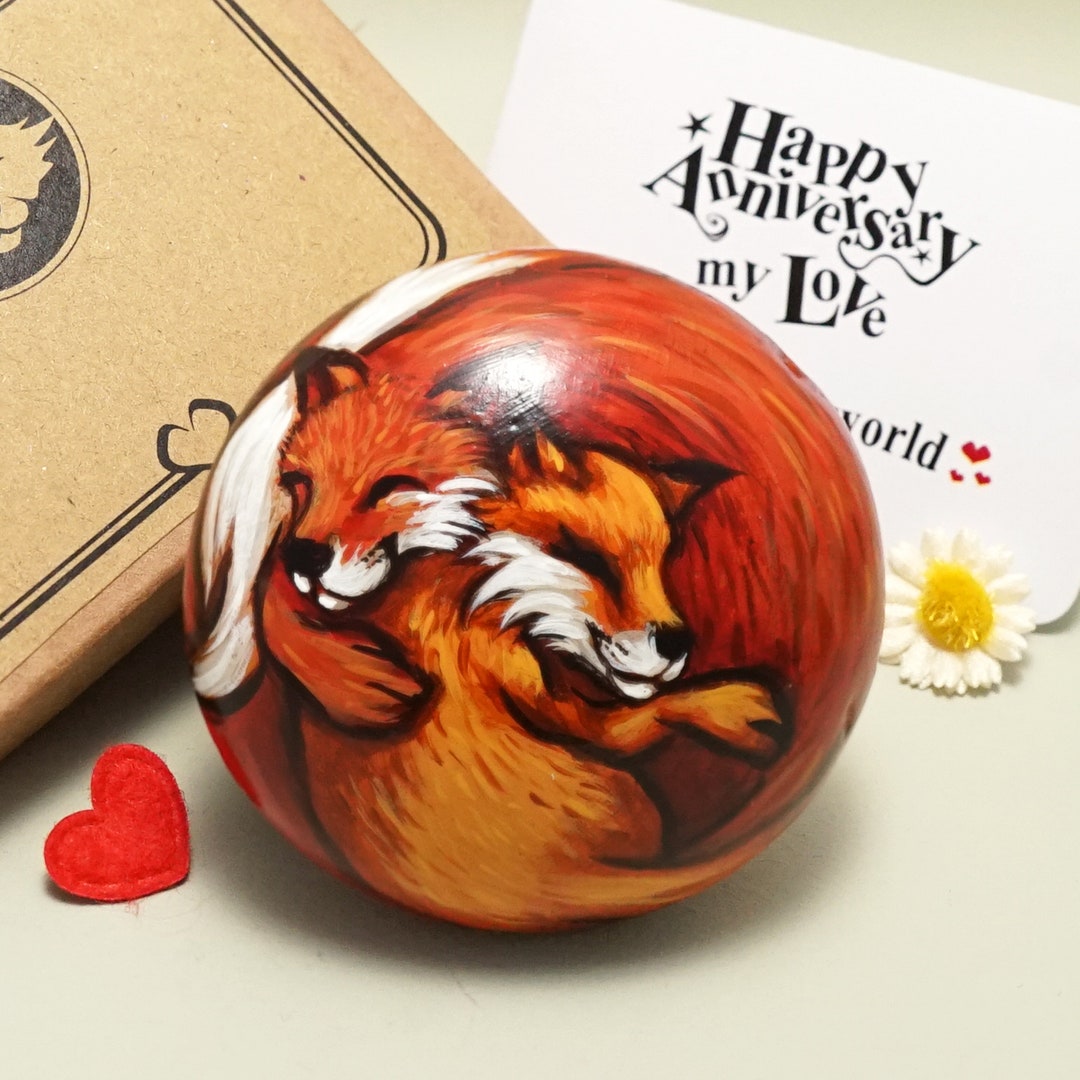 Painted Rocks Fox Anniversary Gift for Wife, Personalised I Love You ...