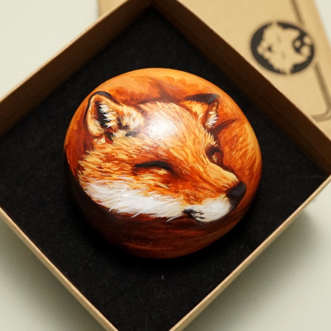Handmade Sleeping Fox Paper Weight, Painted Rock Fox Gift for Fox ...