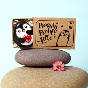 Penguin Pebble of Love Unique Xmas Gift, Hand Painted Pocket Hug ...