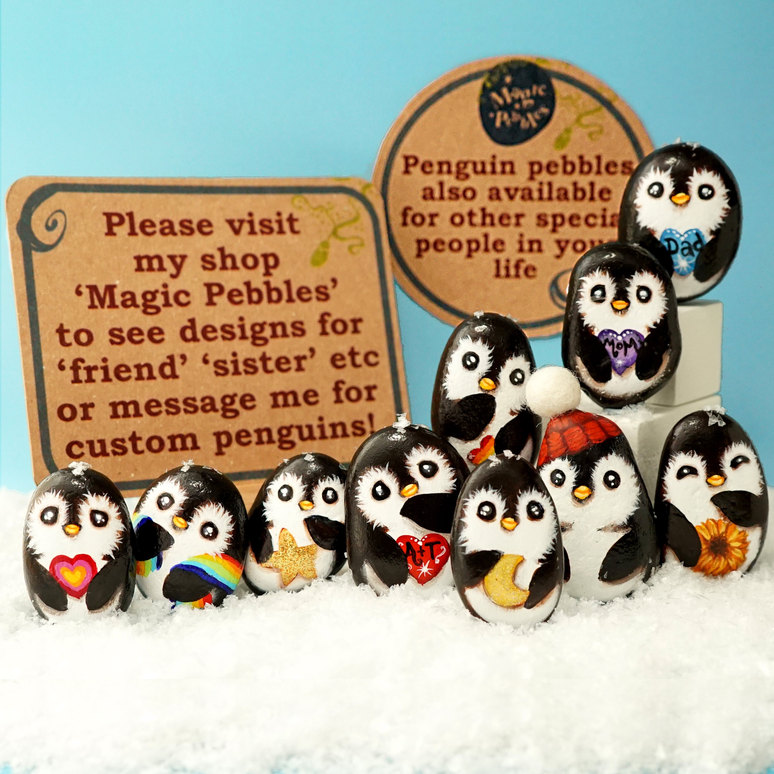 Hand Painted Rock Penguin Pocket Hug Friendship Gifts, Positivity ...