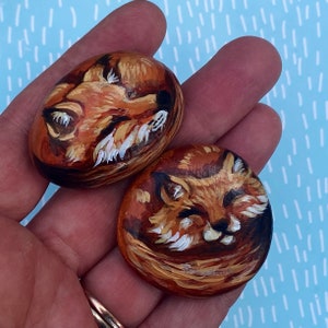 Handmade Painted Pebble Fox Pocket Hug Fox Totem Unique Gift - Etsy