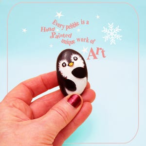 Penguin Pebble of Love Unique Xmas Gift, Hand Painted Pocket Hug ...