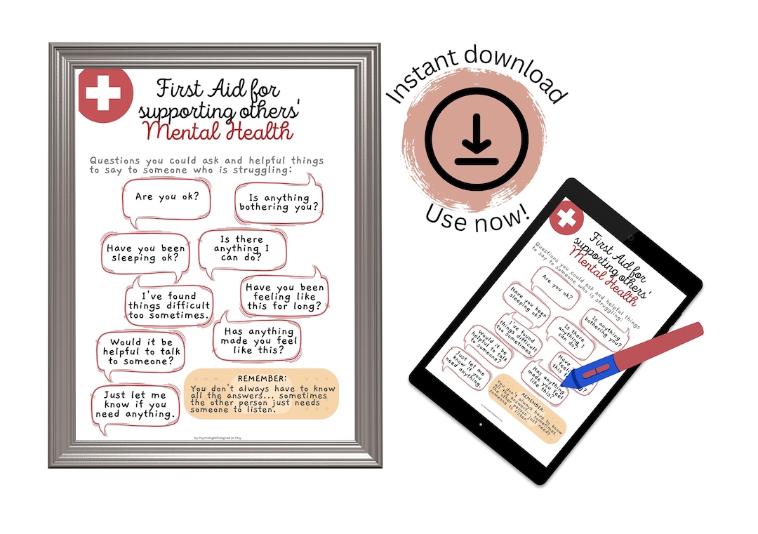 Mental Health First Aid Poster, Supporting Others, Psychologist ...
