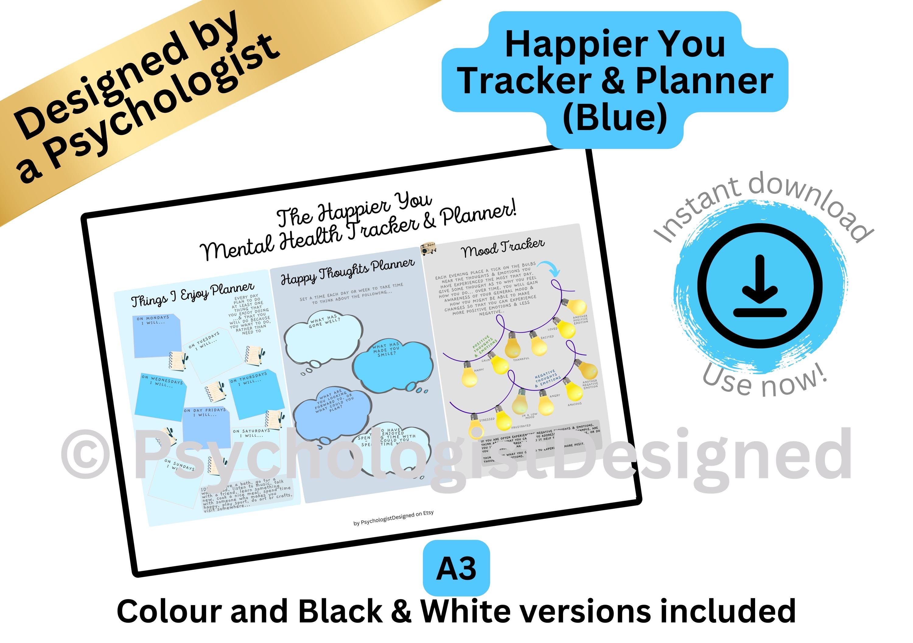 A3 the Happier You Planner and Tracker BLUE (digital Download)... Plans ...