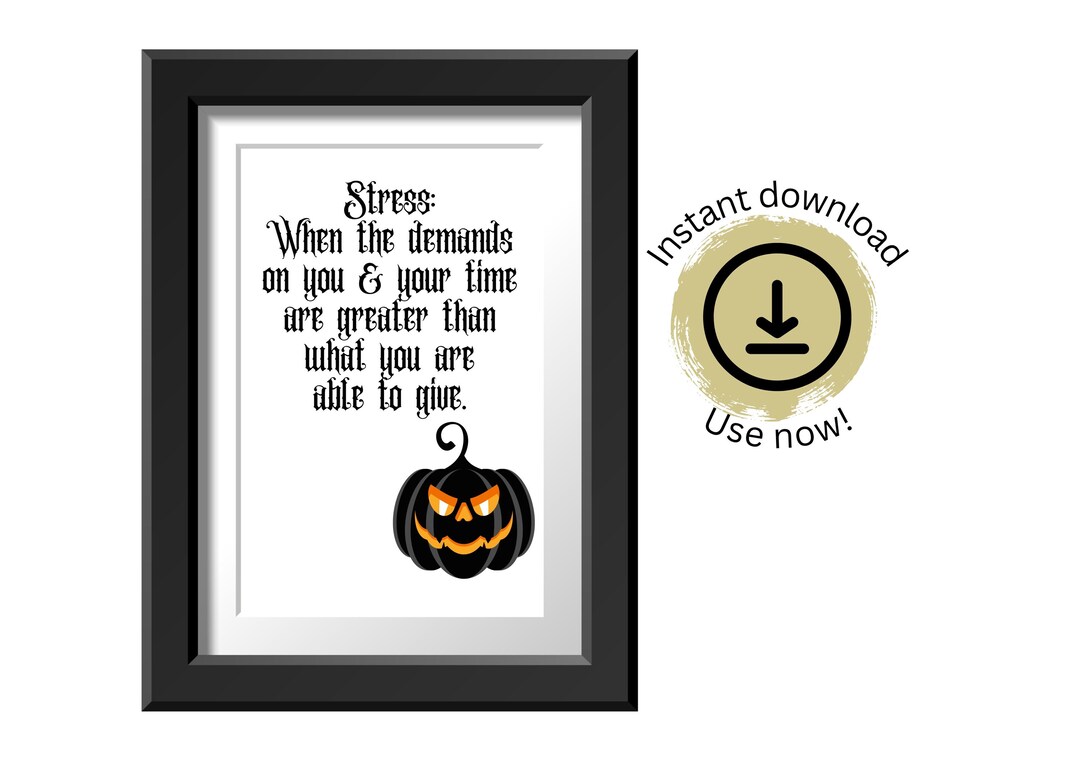 Halloween Pumpkin Mental Health Poster, Stress Quote (digital Download ...