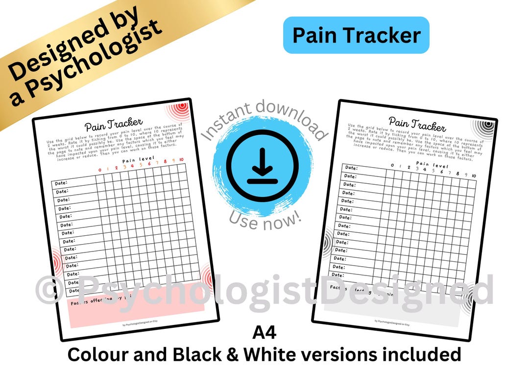 Patient Mental Health Worksheet - Pain Tracker... Designed by a ...