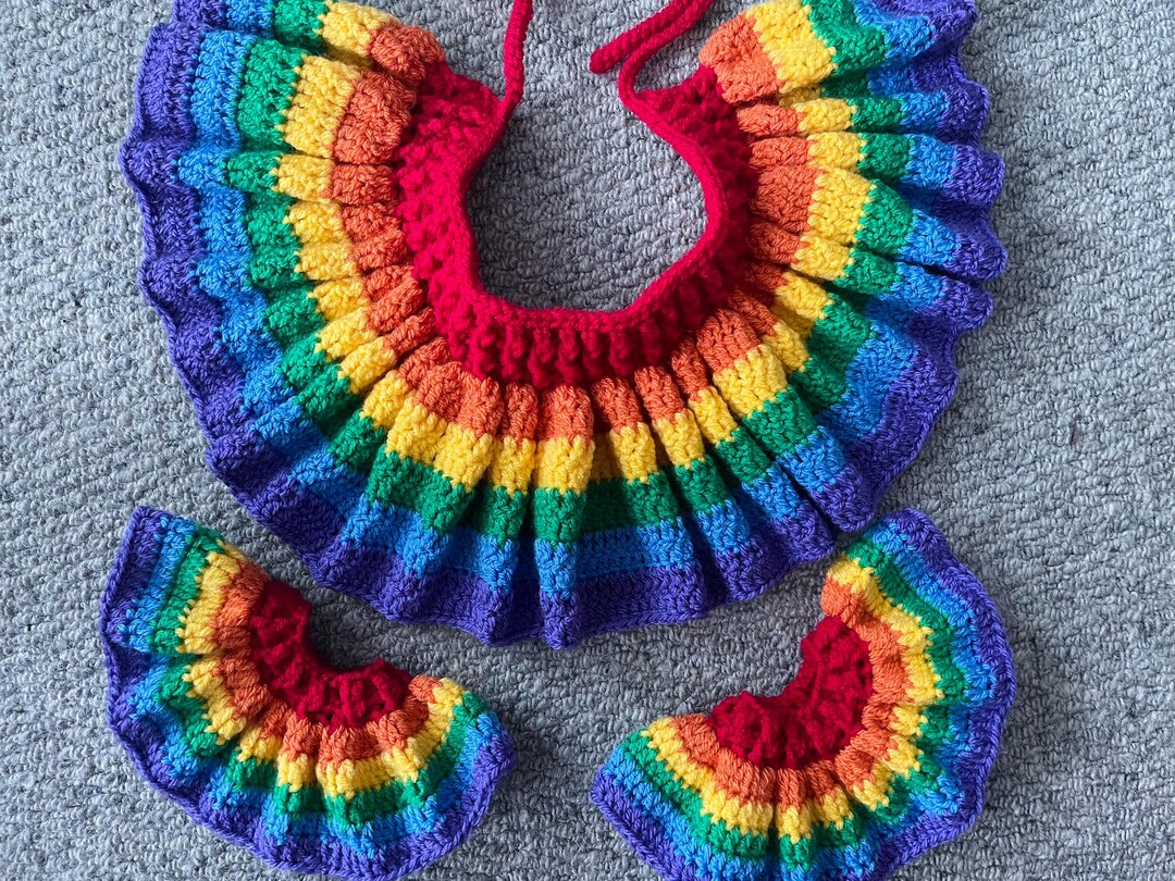 SET of Rainbow Clown Ruffle Collar and Cuffs, Clown Frills, Rainbow ...