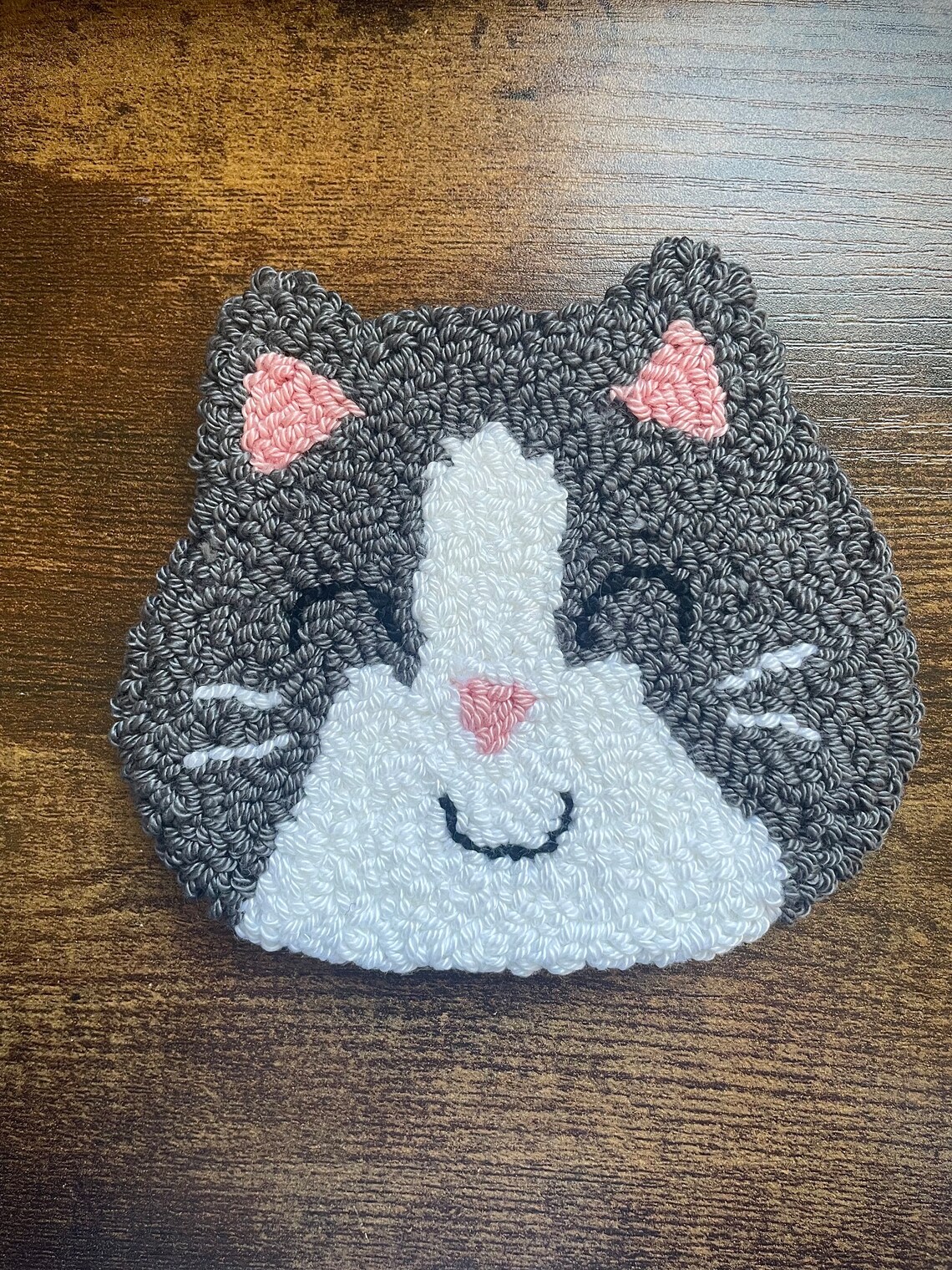 Custom Cat Mug Rug, Tufted Punch Needle Mug Rug, Punch Needle Coaster ...