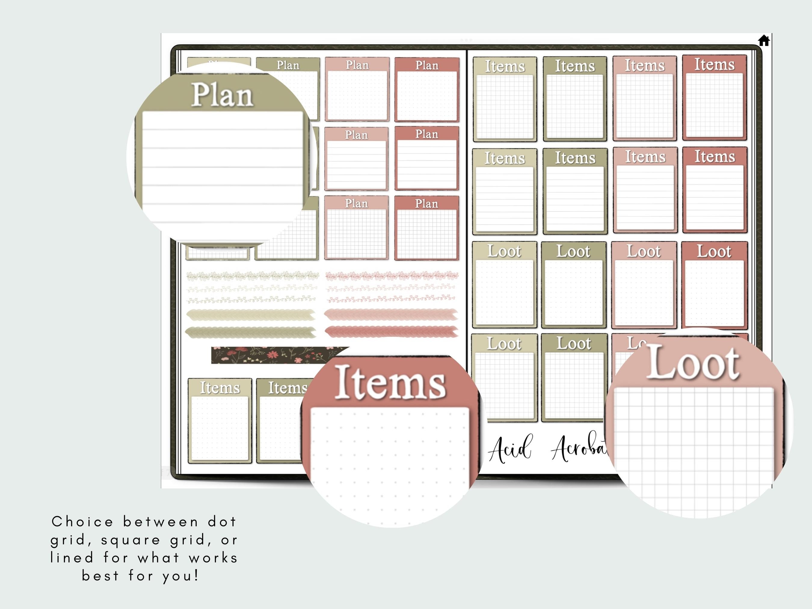 D&D Digital Stickers rose DND Digital Campaign Note Taking - Etsy