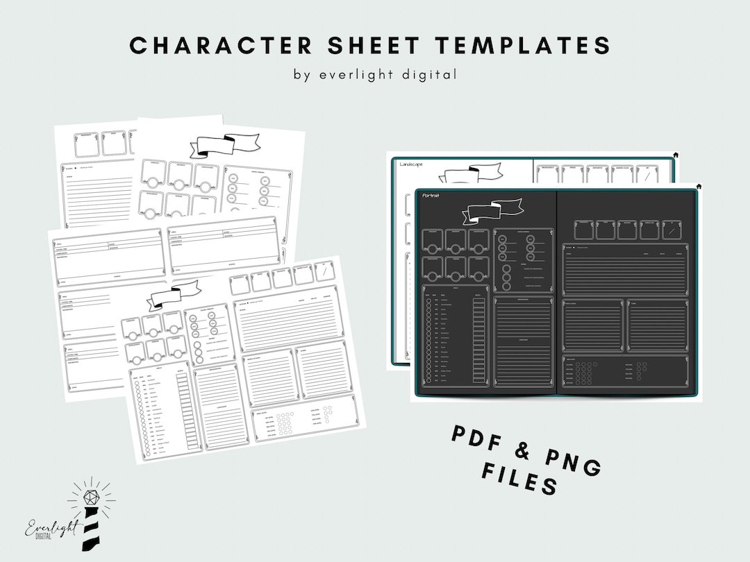 Digital Character Sheet Template PDF and PNG - Etsy