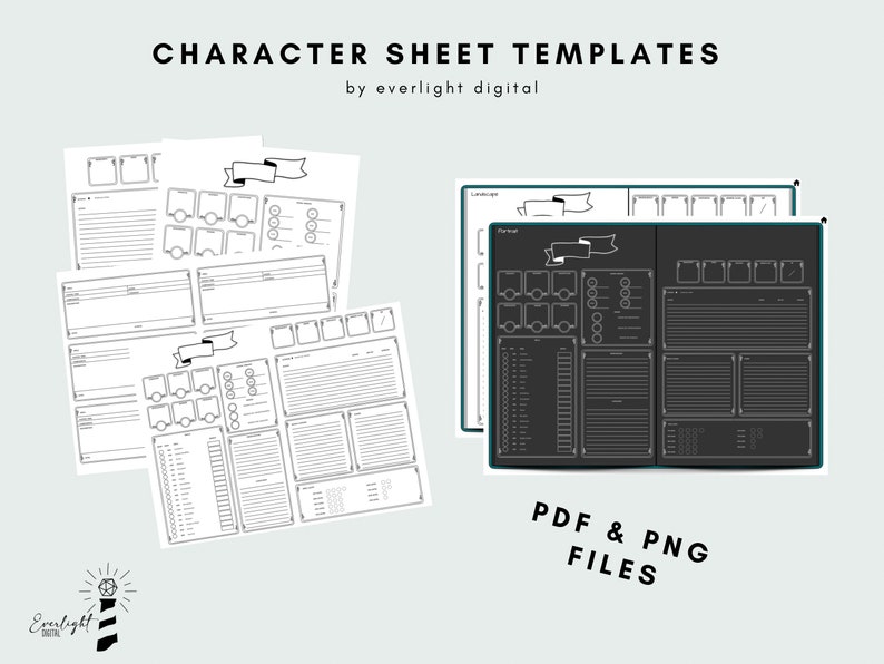Digital Character Sheet Template PDF and PNG - Etsy
