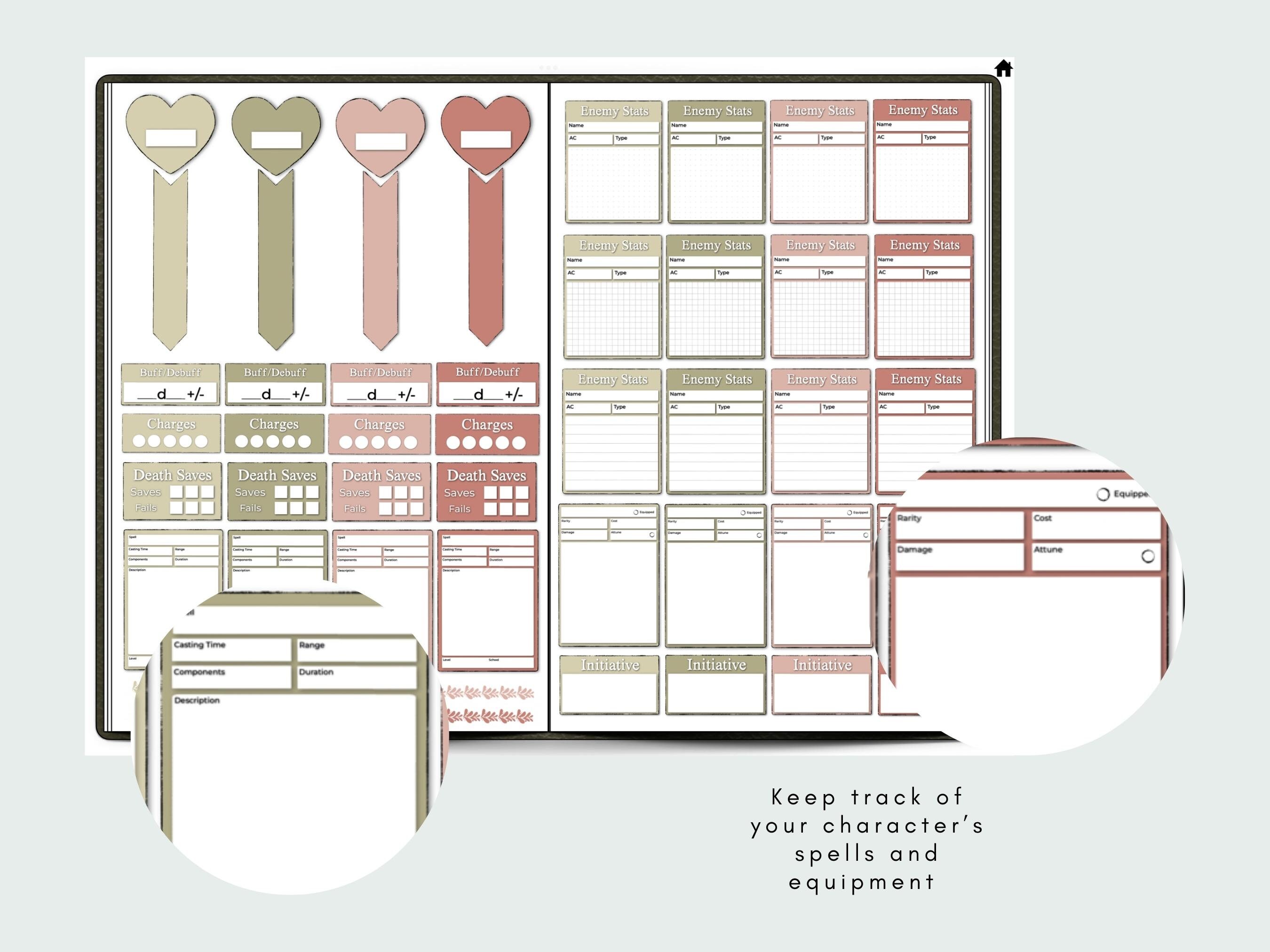 D&D Digital Stickers rose DND Digital Campaign Note Taking - Etsy