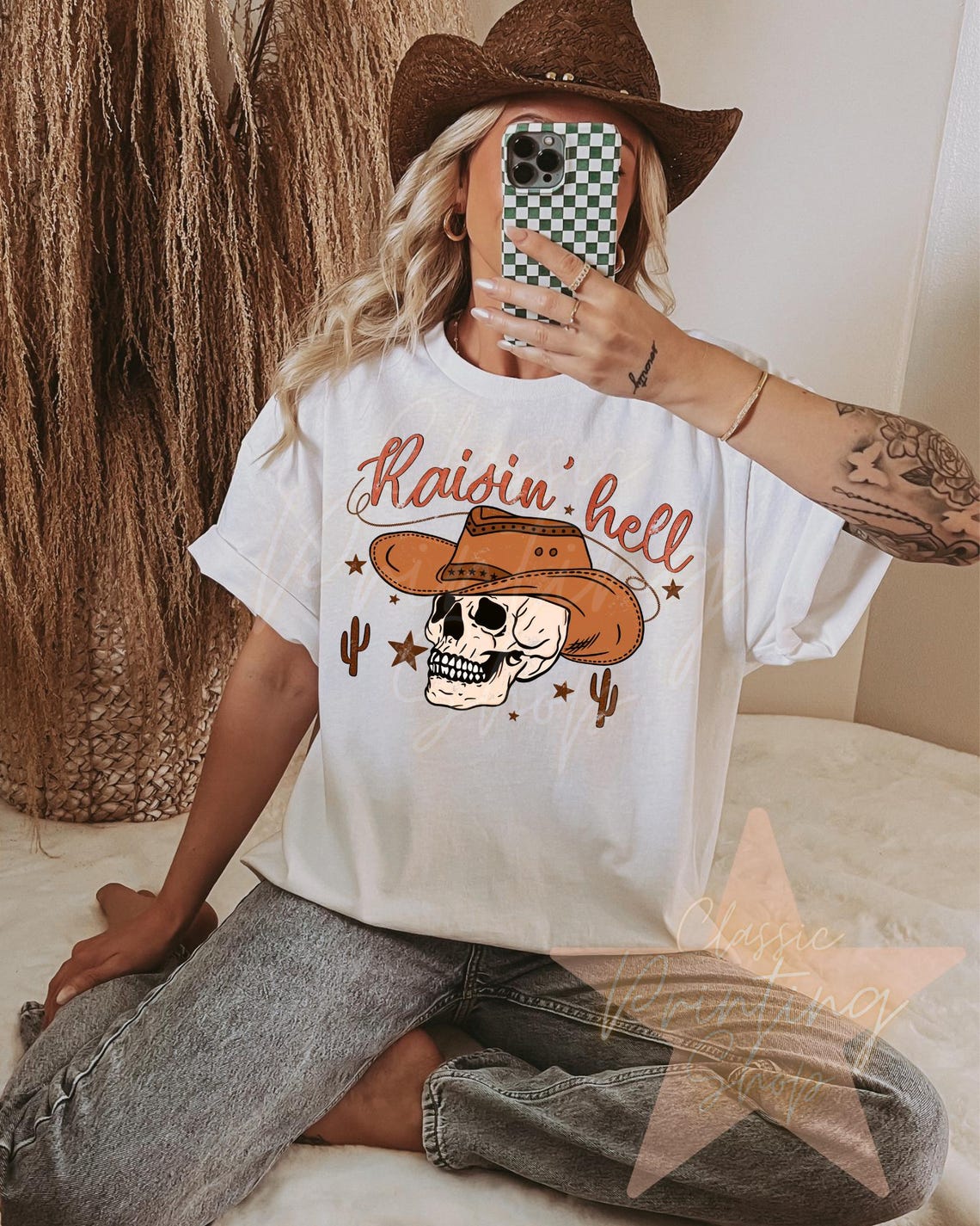 Raising Hell Png- Sublimation Designs, Western PNG, Rodeo Png, Skeleton ...