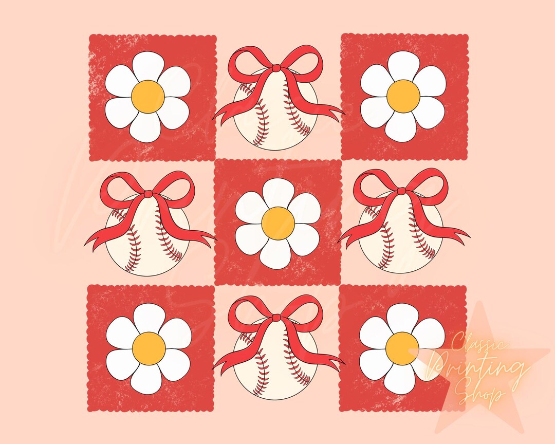 Retro Baseball Bow Png, Girly Game Day Sublimation Design (digital ...
