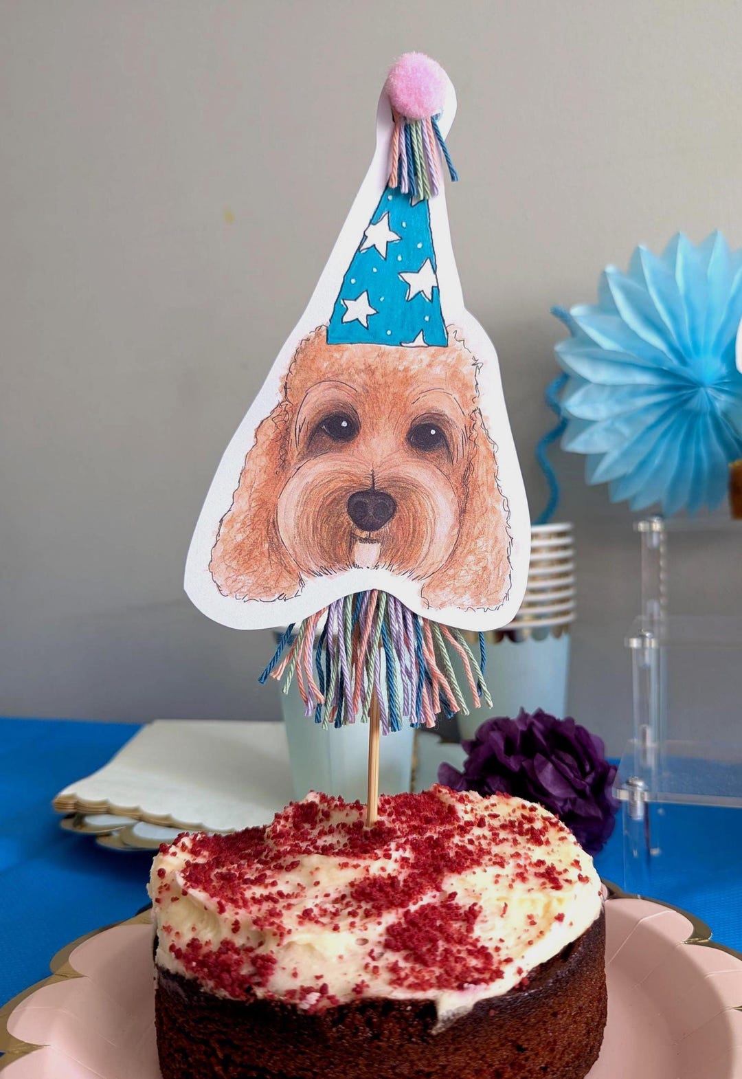 Cavapoo Cake Topper: Pom Pom Party Decorations - Etsy Australia