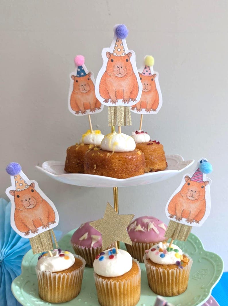 Capybara Birthday Cake Toppers , Digital Download - Etsy