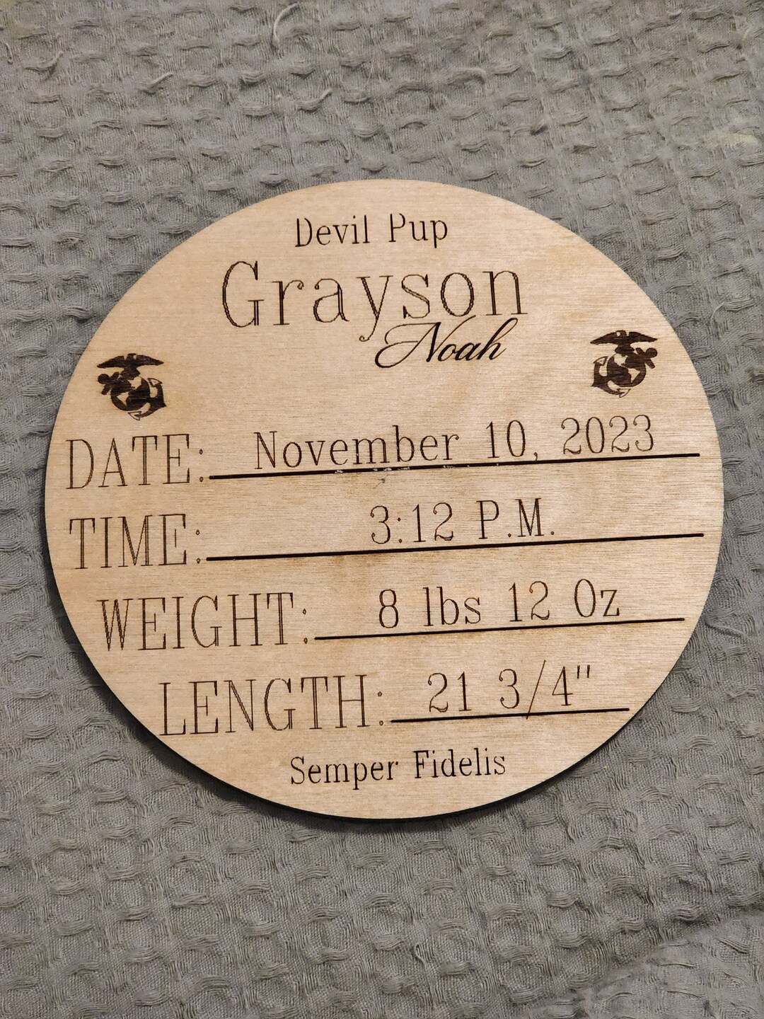 Round USMC Birth Announcement Devil Pup - Etsy