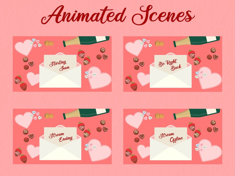 Animated Love Letters Twitch Package, Valentine's Day Overlay Package ...