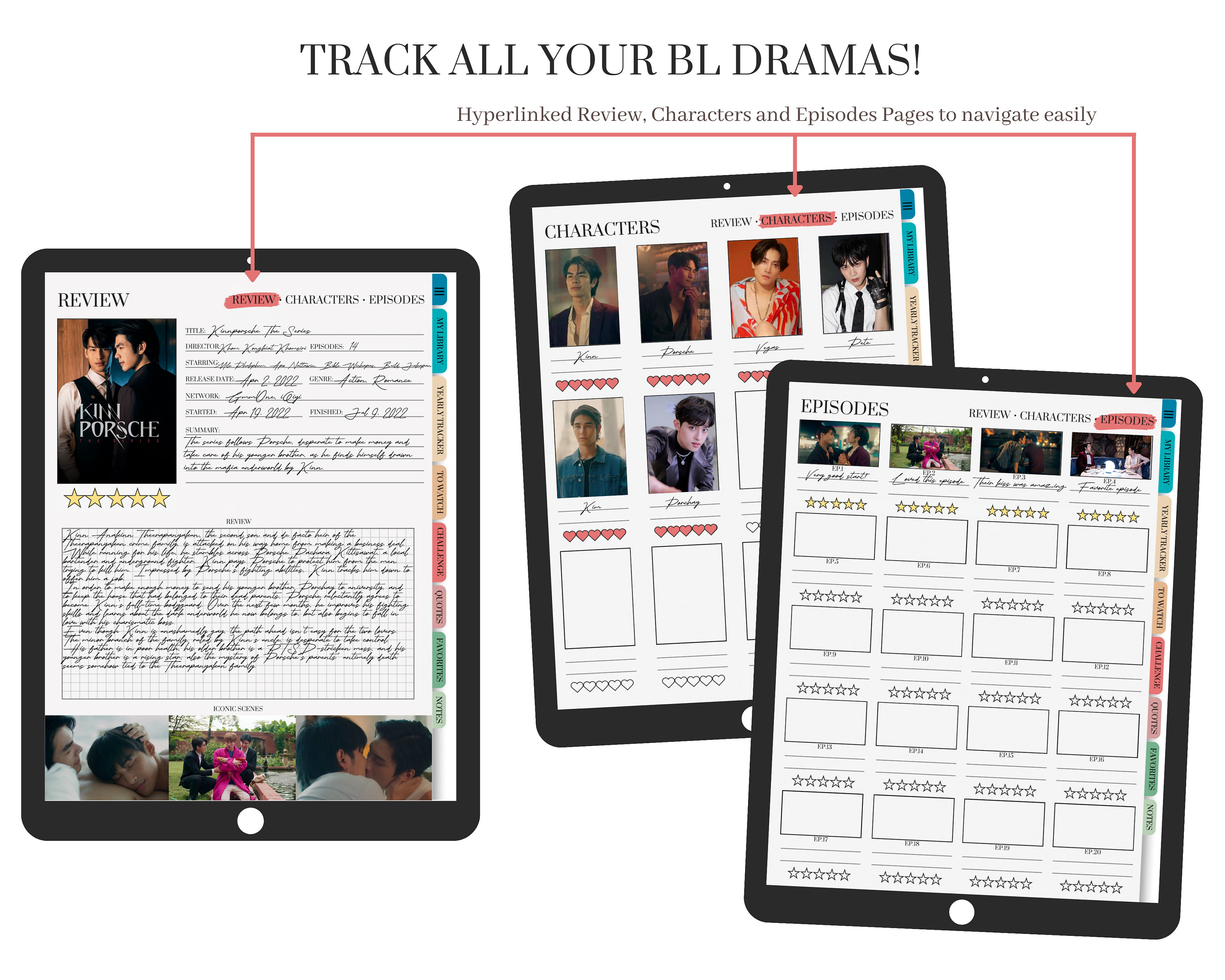 Digital BL Drama Journal | BL Series Tracker Planner | TV Series Review ...