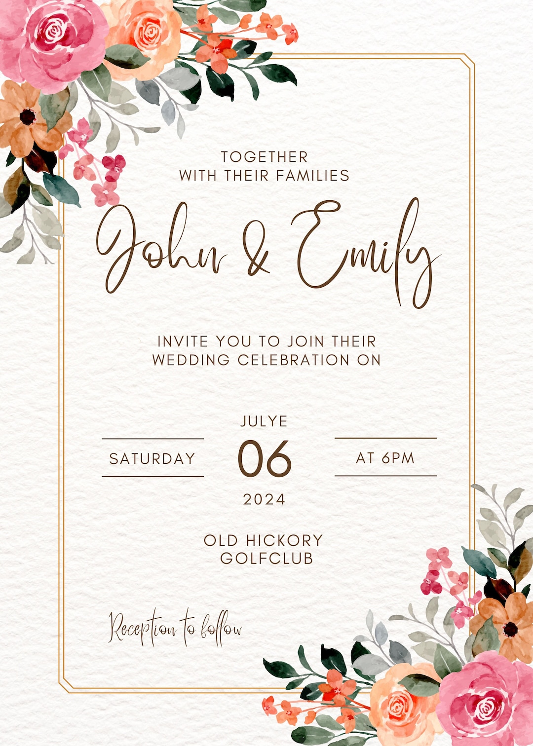 Editable Printable Wedding Invitation - Etsy