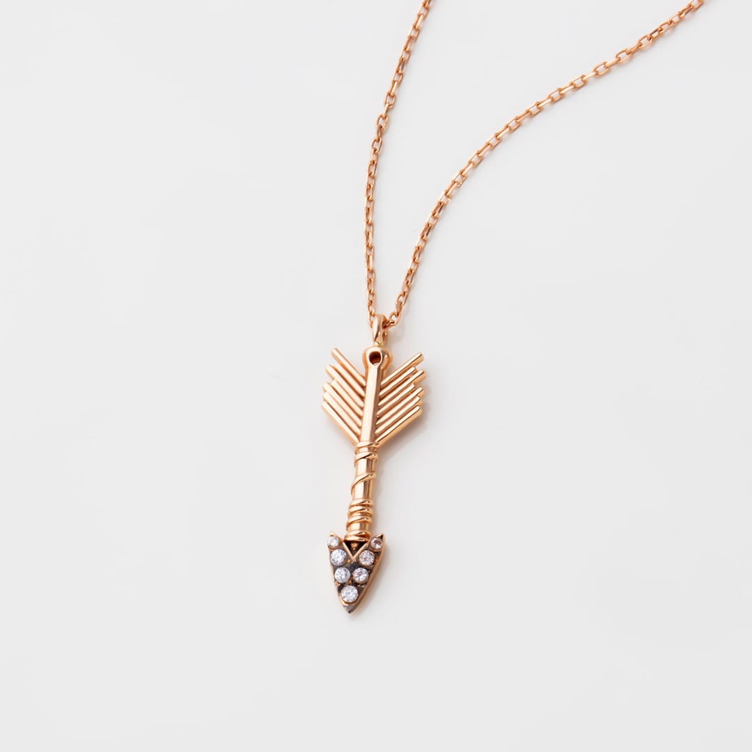 Gouden pijl ketting, 14K massief gouden pijl hanger, sierlijke ketting ...