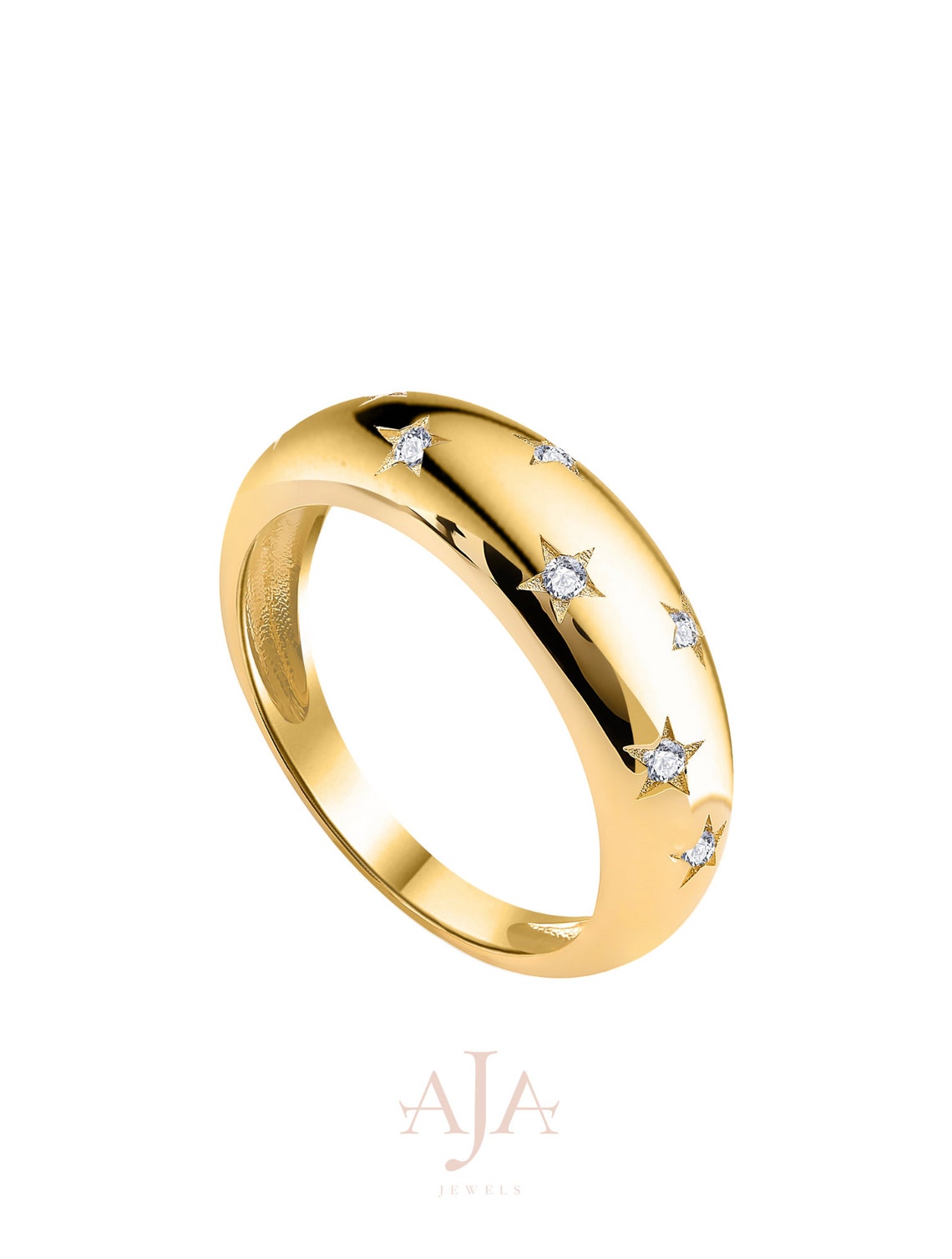 Stella Ring 14K Solid Gold Star Embroidered Ring Women Gold - Etsy