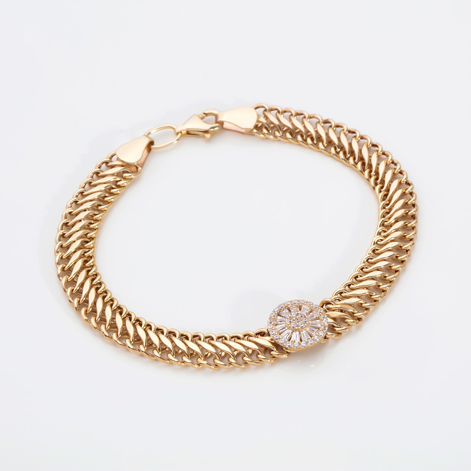 14K Solid Gold Bracelet, Vienna Gold Chain Bracelet, Dainty Wrap Bangle ...