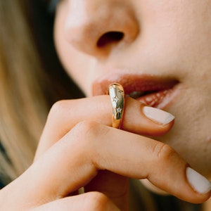 Stella Ring, 14K Solid Gold Star Embroidered Ring, Women Gold Jewelry ...