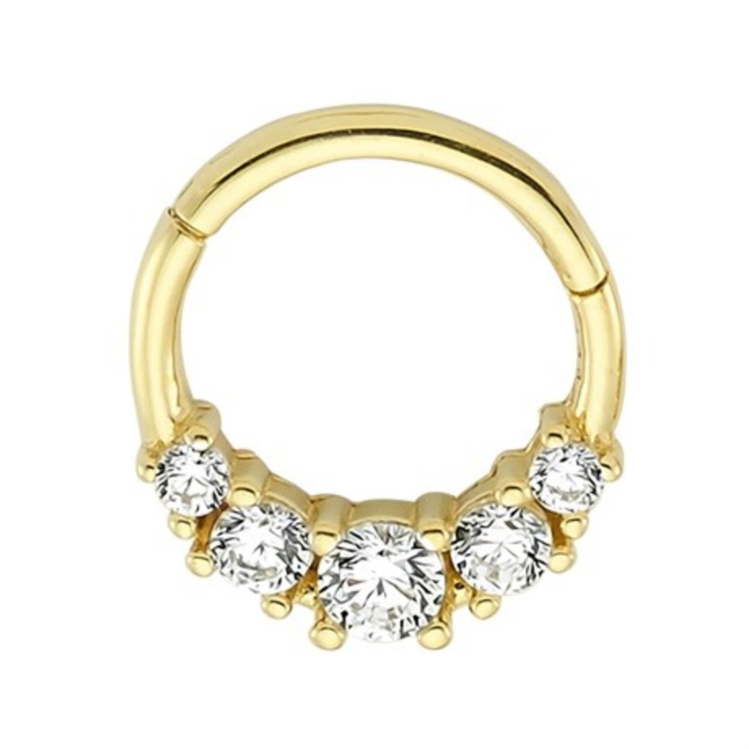 14K Solid Gold Hoop Earring, Clicker Hinged Segment Ring Earring Conch ...