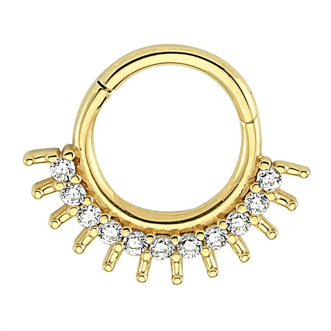 14K Solid Gold Hoop Earring, Clicker Hinged Segment Ring Earring Conch ...